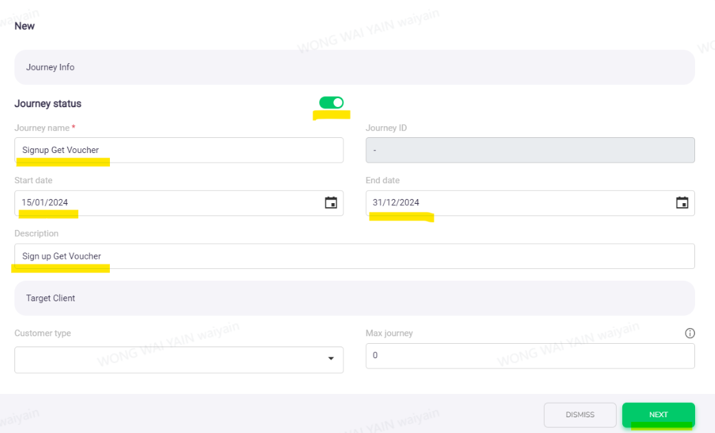 CX Builder Use Case 1: Setup Signup Get Voucher/Points/Credit